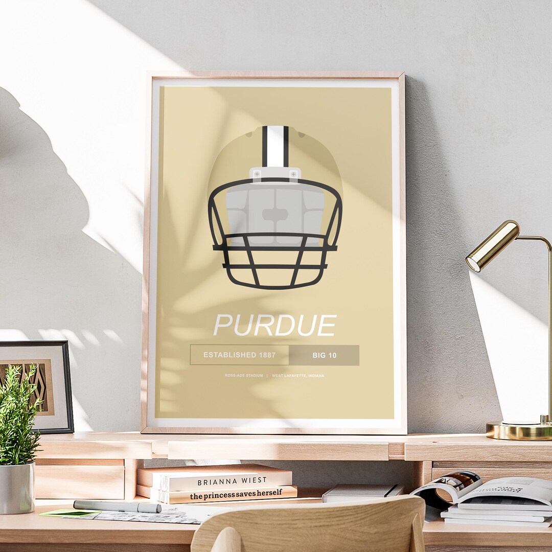 Minimalist Purdue Helmet Poster, Purdue Boilermakers Poster, Office ...