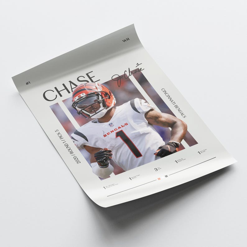 Ja'marr Chase Poster, NFL Poster, Cincinnati Bengals Poster, Bedroom ...