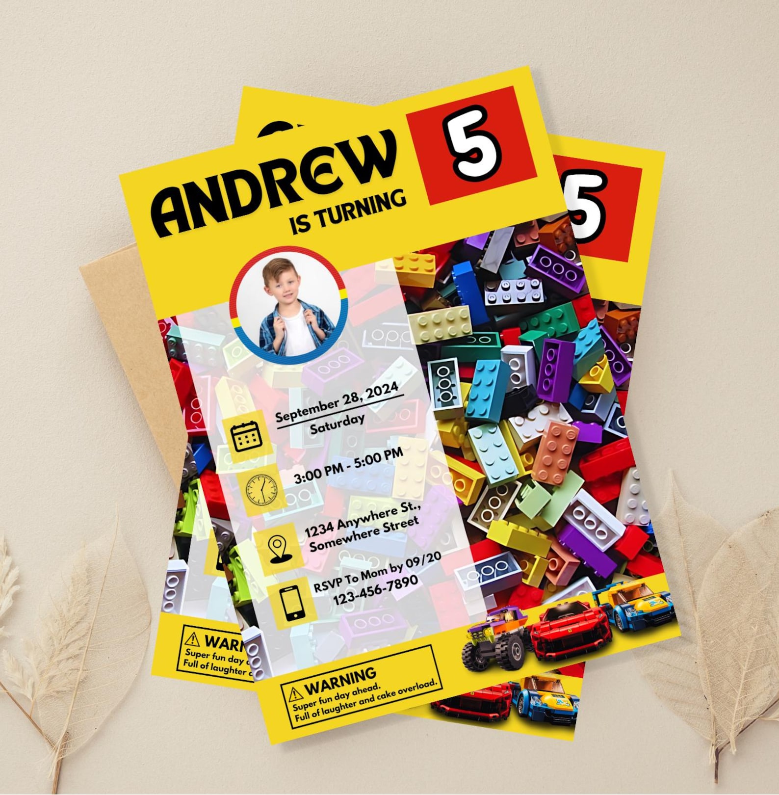 Editable Building Blocks Birthday Invitation, Kids Birthday Invite ...