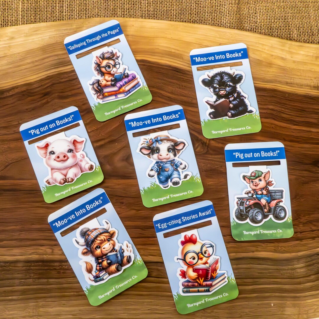 Cute Farm Animal Magnetic Bookmark Set | Gift for Reader | Bookworm ...
