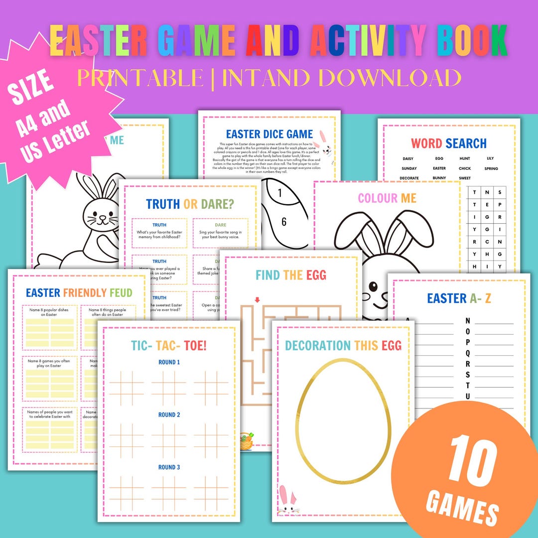 Easter Activity Book, Fun Printable Kids Activities, Coloring Pages ...