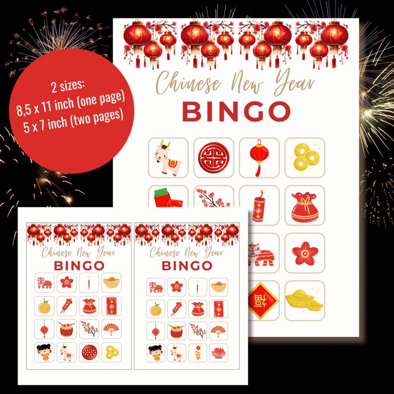 50 Chinese New Year Bingo Cards | for Kids and Adults | Lunar New Year ...