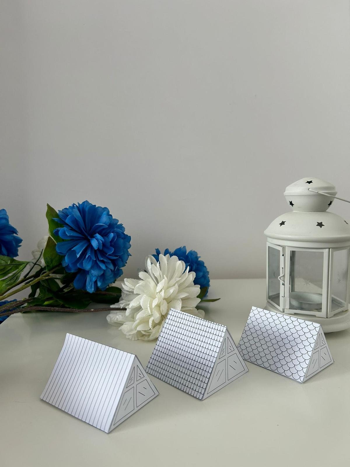 Traingle Paper Houses Printable PDF Model Ev 3D Craft - Etsy