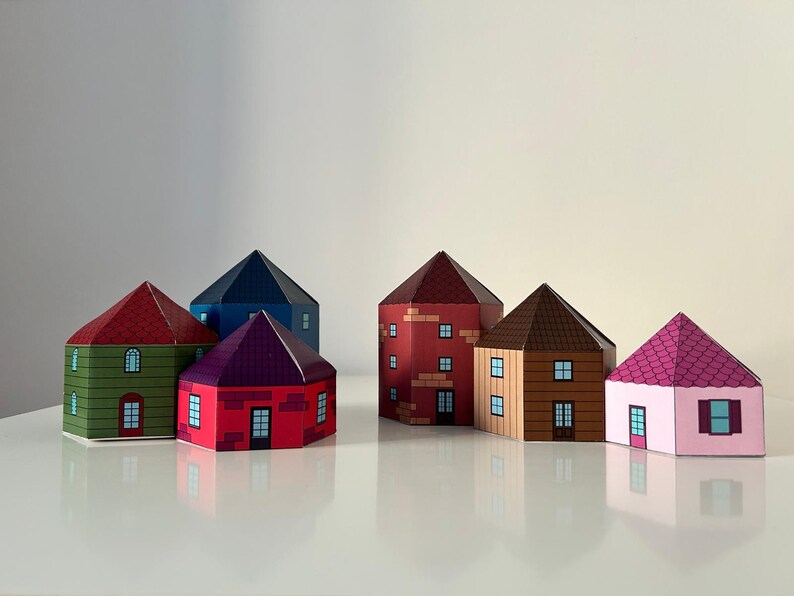 Paper Hexagon Houses Printable Pdf 3D Craft - Etsy