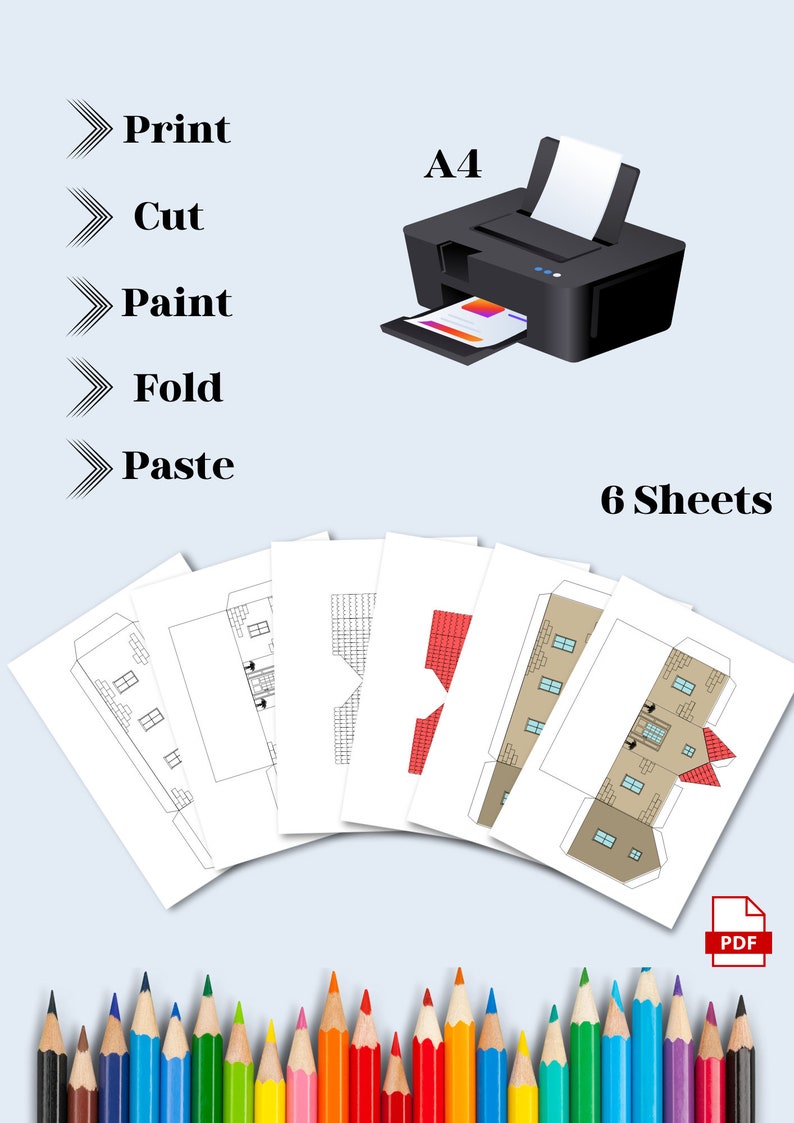 Paper Family House Printable PDF Model House 3D Craft - Etsy
