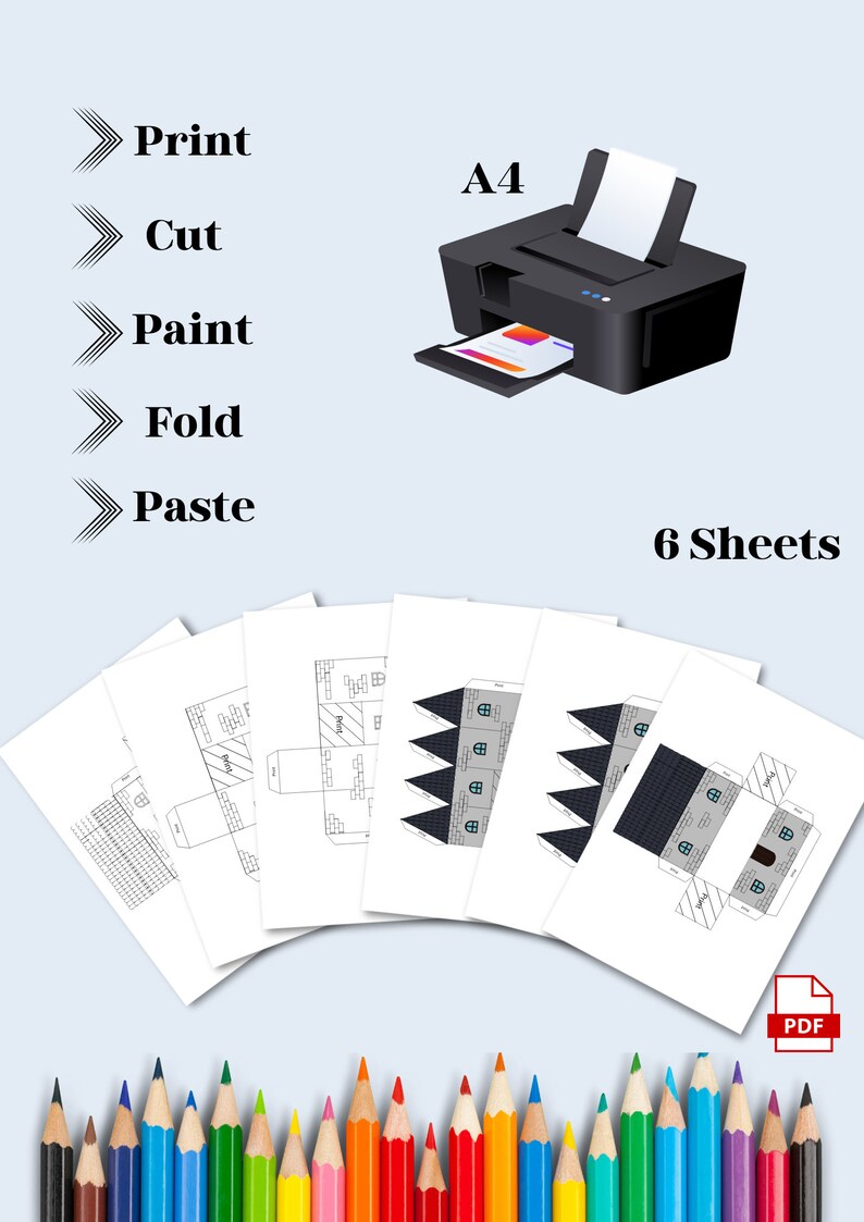 Paper Castle Printable PDF Model Castle 3D Craft - Etsy