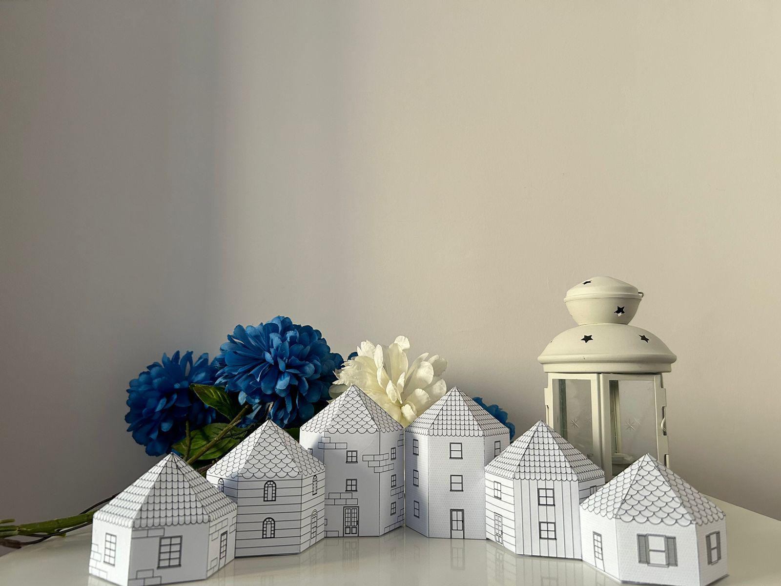 Paper Hexagon Houses Printable Pdf 3D Craft - Etsy