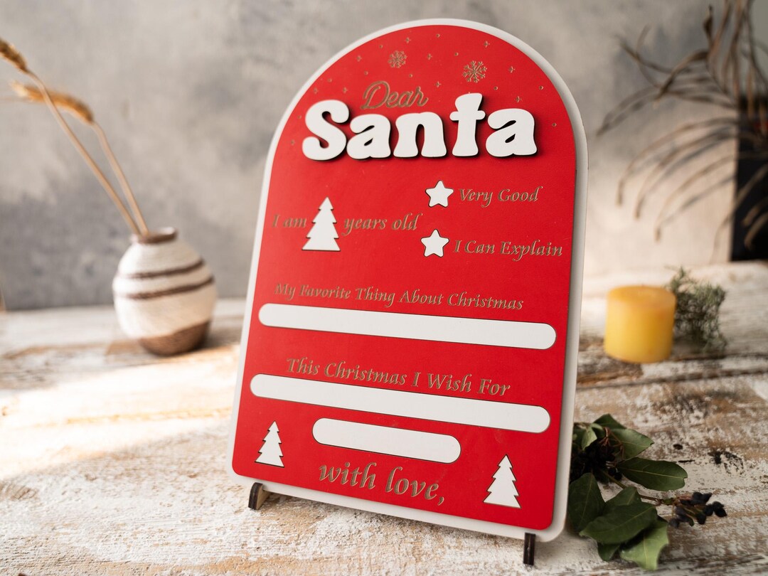 Dear Santa Christmas Wish List Board: Reusable Kids Letter - Etsy