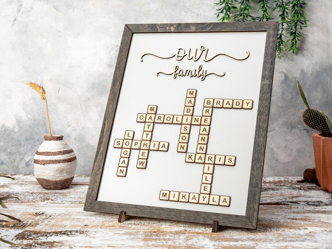 Family Tree Gifts for Mom, Family Memories Decor Wooden, Scrabble ...