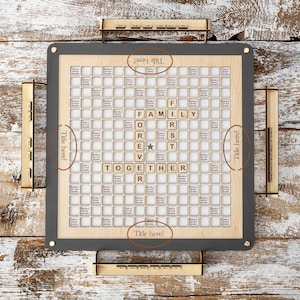 Personalized Wooden Scrabble Board Game, Custom Engraved Word Tiles ...
