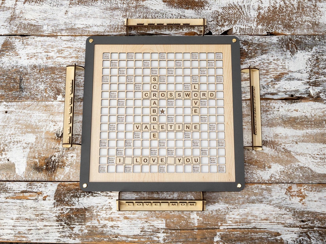 Personalized Wooden Scrabble Board Game, Custom Engraved Word Tiles ...