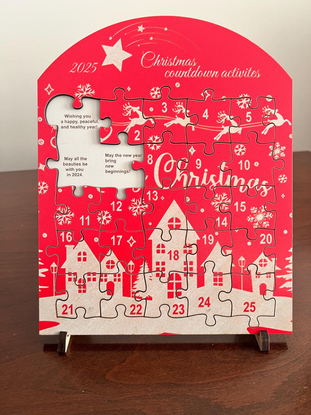 Merry Christmas Countdown Wish Calendar, Wooden Advent Calendar for ...