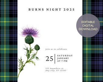 Burns Night Supper Place Cards Digital Download | Robert Burns ...