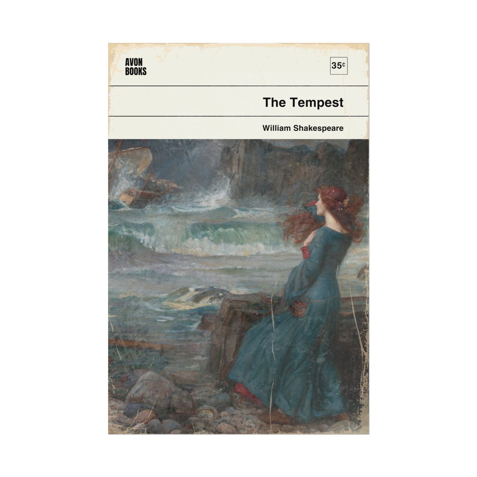 Shakespeare's the Tempest Book Cover Wall Art | Vintage Look | Mock ...
