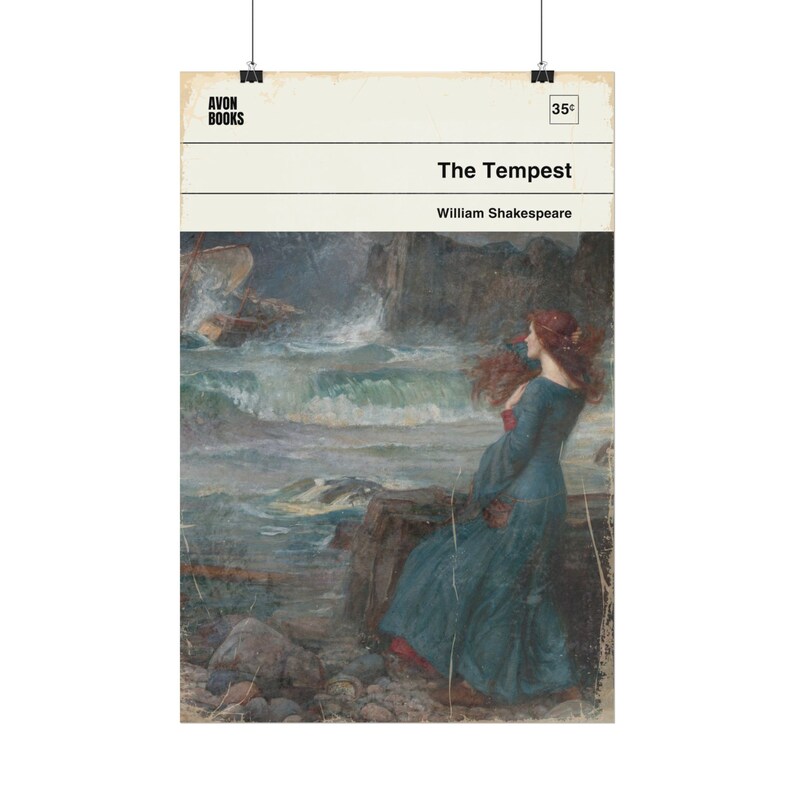 Shakespeare's the Tempest Book Cover Wall Art | Vintage Look | Mock ...