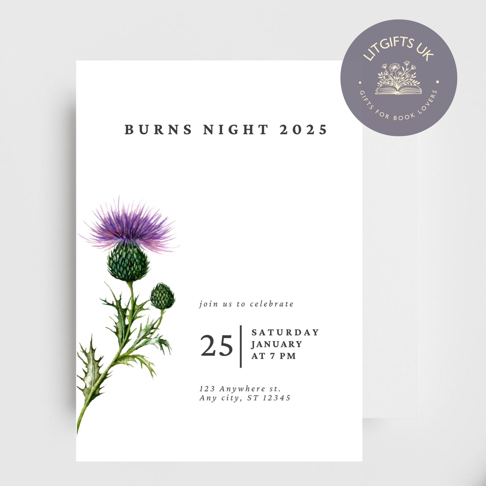 Burns Night Supper Invitation Digital Download | Robert Burns ...
