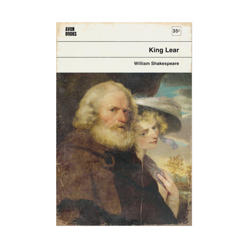King Lear Book Cover Wall Art | Shakespeare Vintage Art Poster | Mock ...