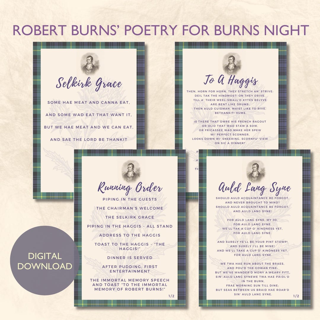 Burns Night Supper Table Stationery Digital Download | Robert Burns ...