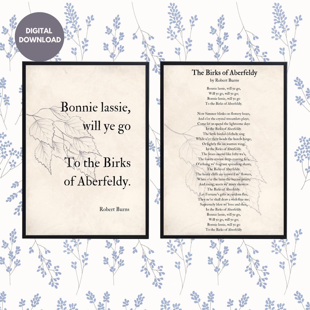 The Birks of Aberfeldy Burns Poem Wall Art Print Vintage Style Design ...
