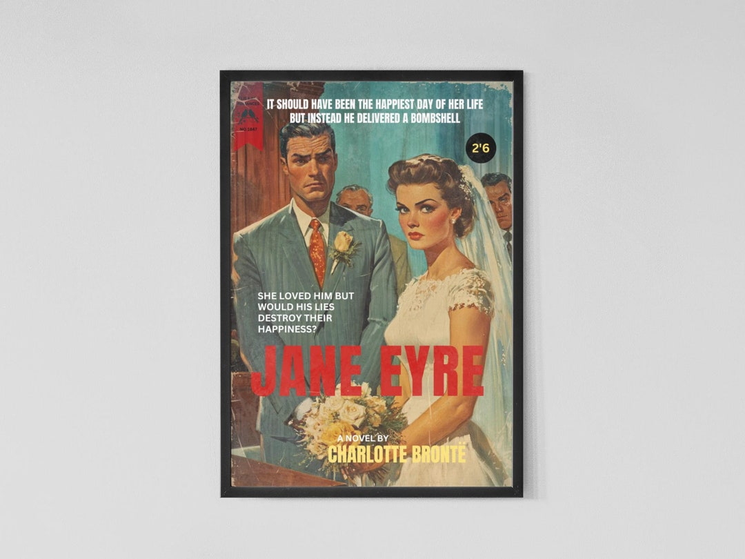 Jane Eyre Vintage Paperback Book Cover Wall Art Retro Pulp Fiction ...