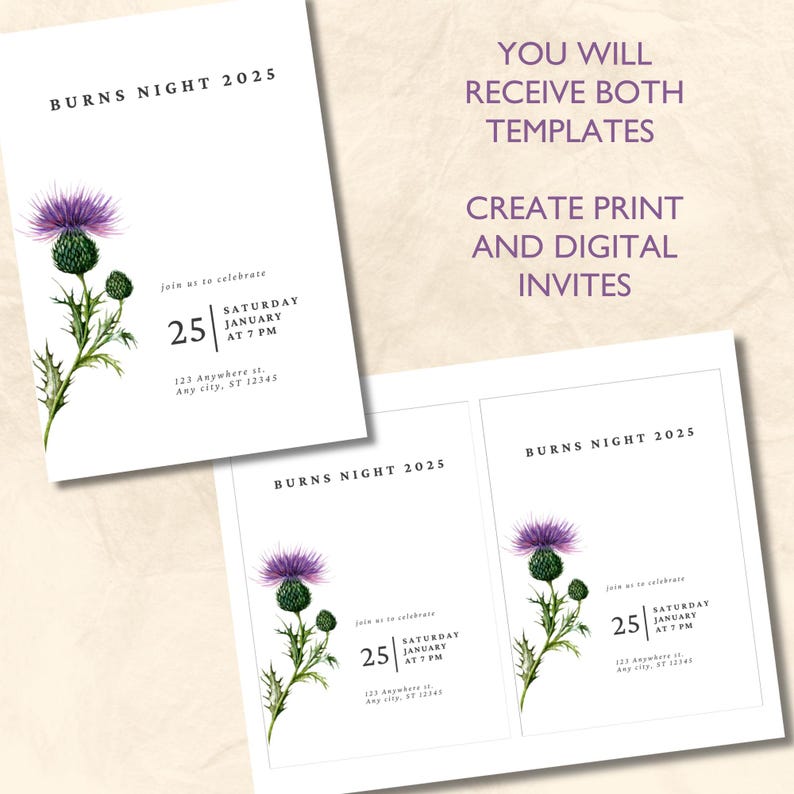 Burns Night Supper Invitation Digital Download | Robert Burns ...