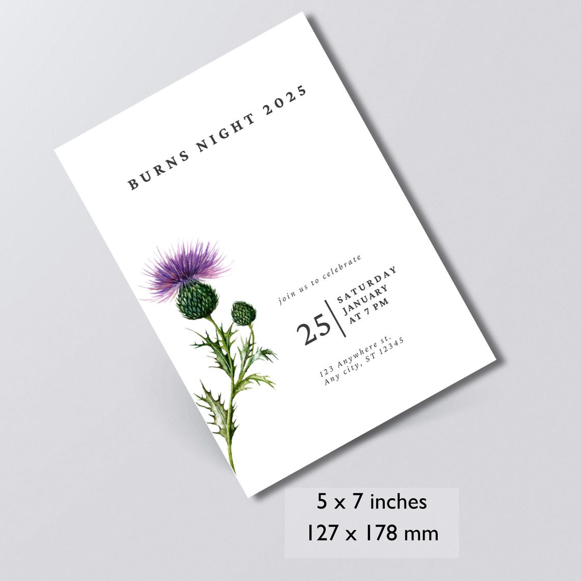 Burns Night Supper Invitation Digital Download | Robert Burns ...