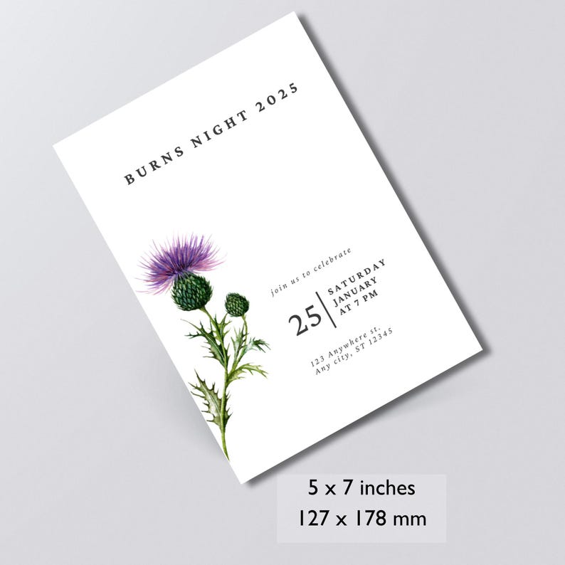 Burns Night Supper Invitation Digital Download | Robert Burns ...