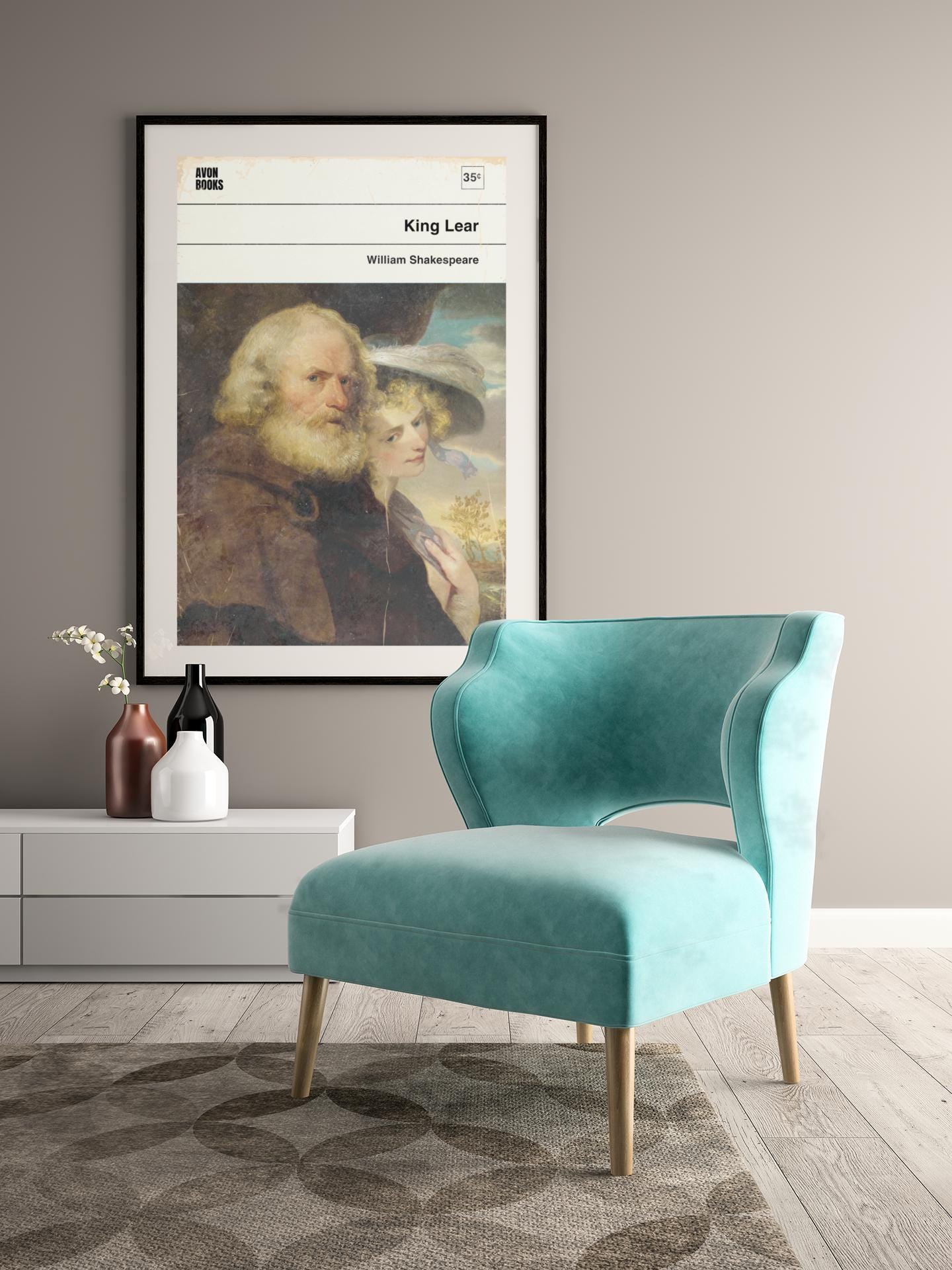 King Lear Book Cover Wall Art | Shakespeare Vintage Art Poster | Mock ...
