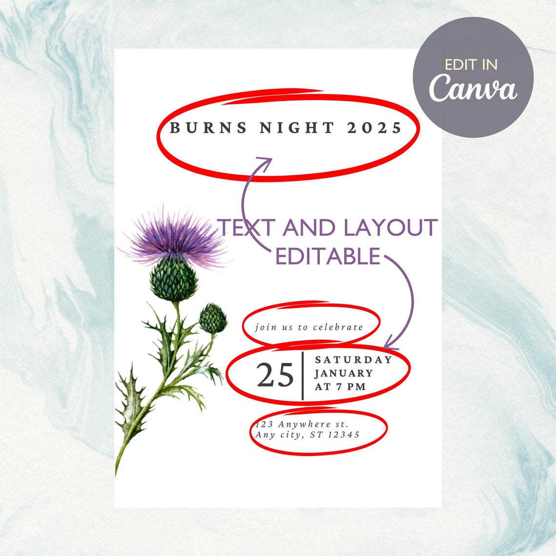 Burns Night Supper Invitation Digital Download | Robert Burns ...