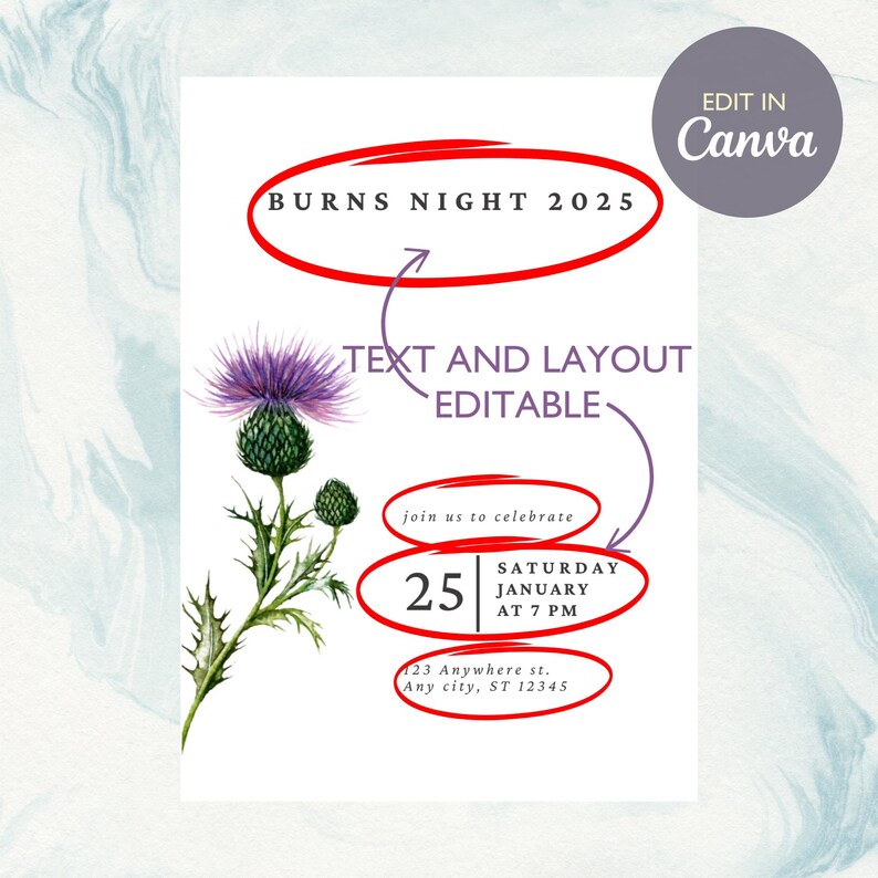 Burns Night Supper Invitation Digital Download | Robert Burns ...