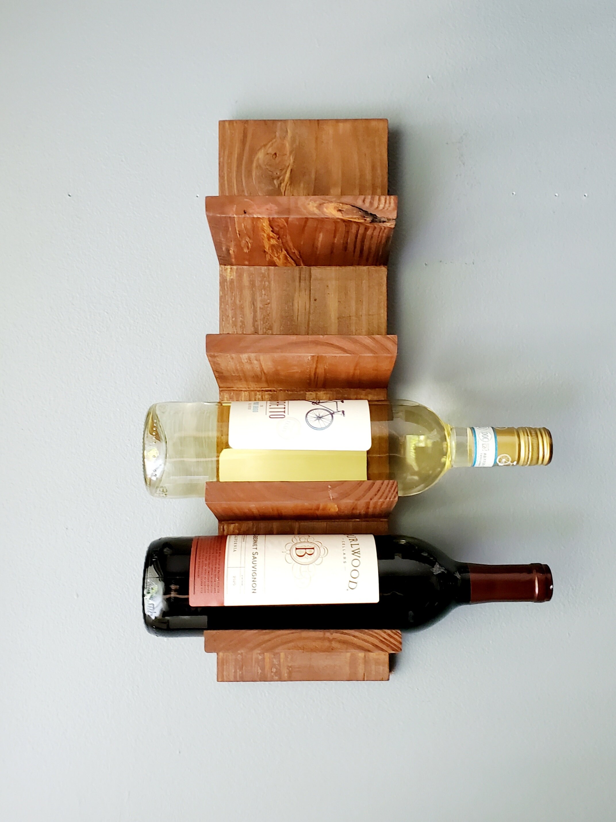Wall Mounted Wine Wood Rack modern Rustic Style Beveled Edges Easy ...