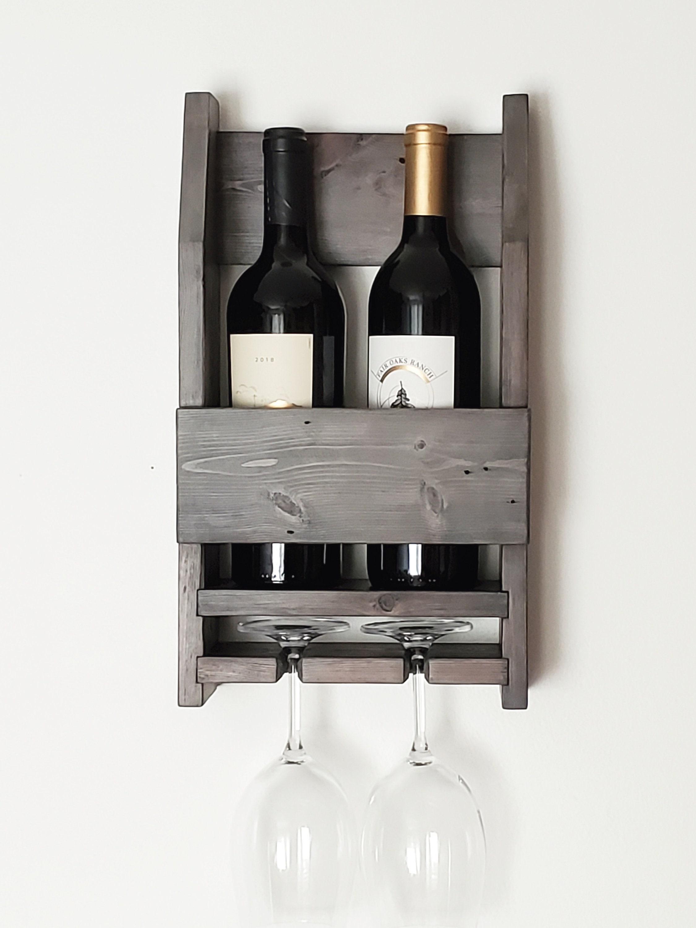 Wall Mounted Wine Rack (modern Rustic Style- Beveled Edges) Farm House ...