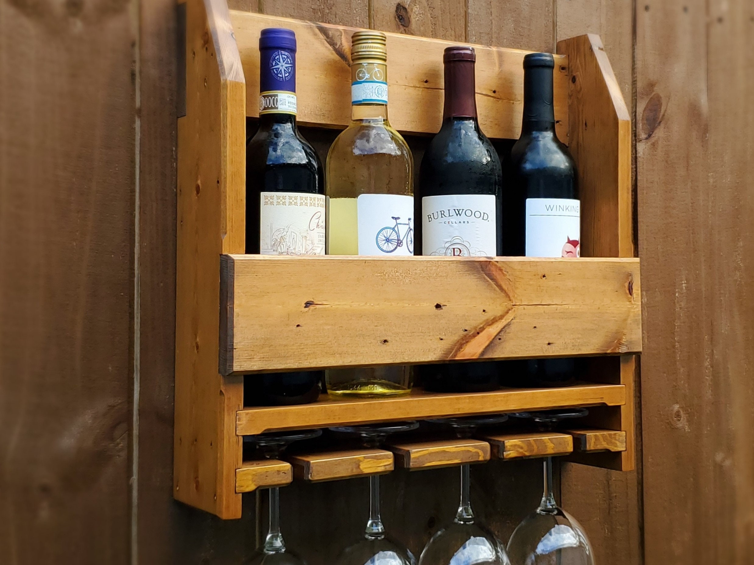 Wall Mounted Wine Rack (modern Rustic Style- Beveled Edges) Farm House ...