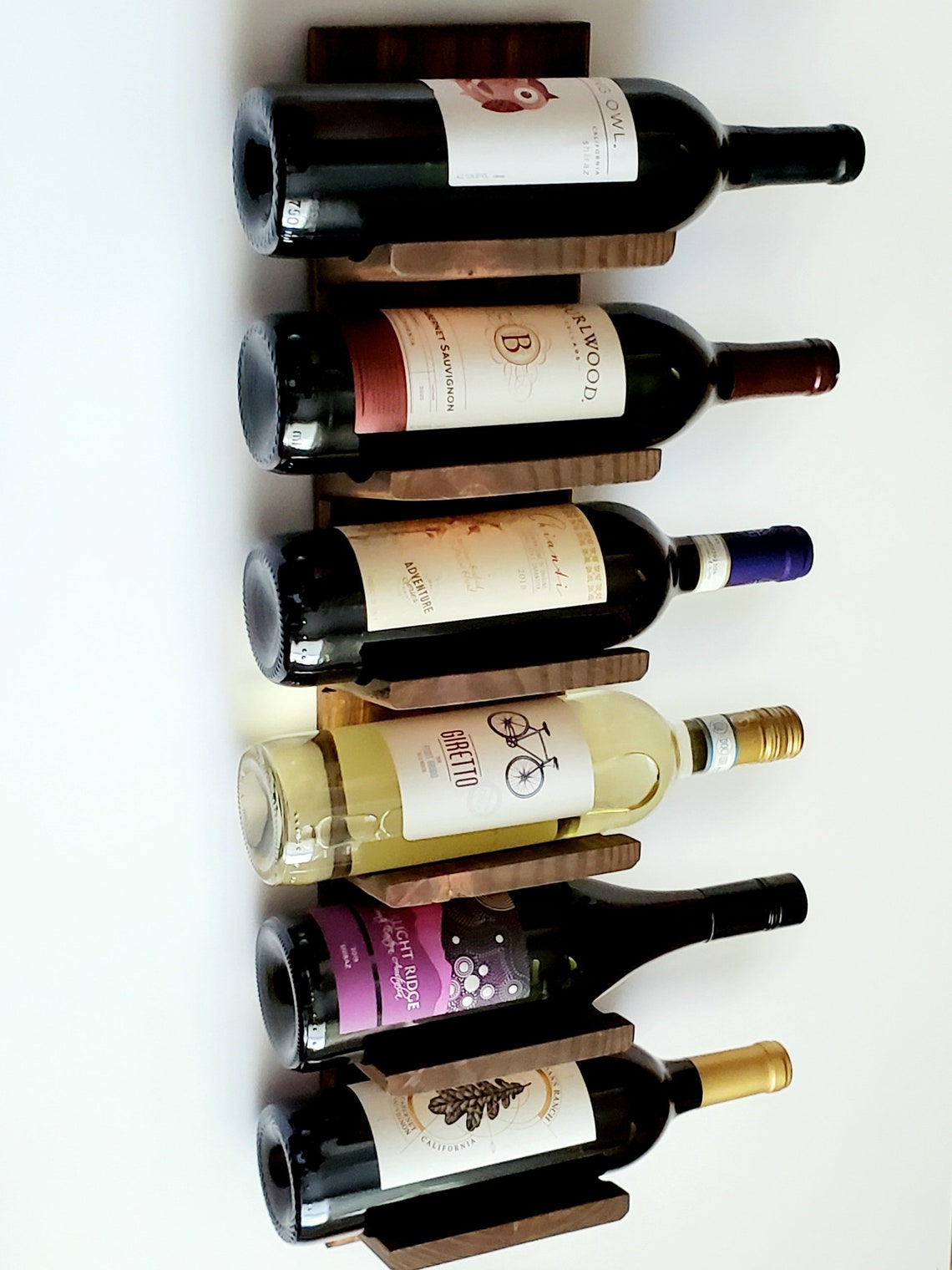 Wall Mounted Wine Wood Rack modern Rustic Style Beveled - Etsy