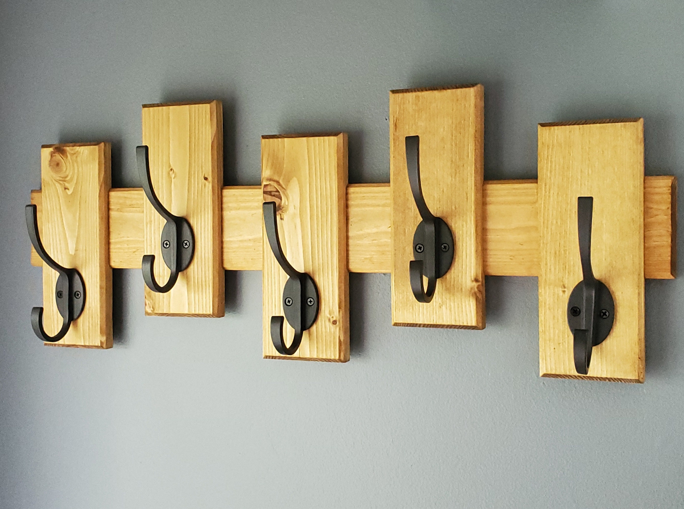 Coat Rack, Modern Rustic Hanger, Entryway Organizer, Handmade Wood ...