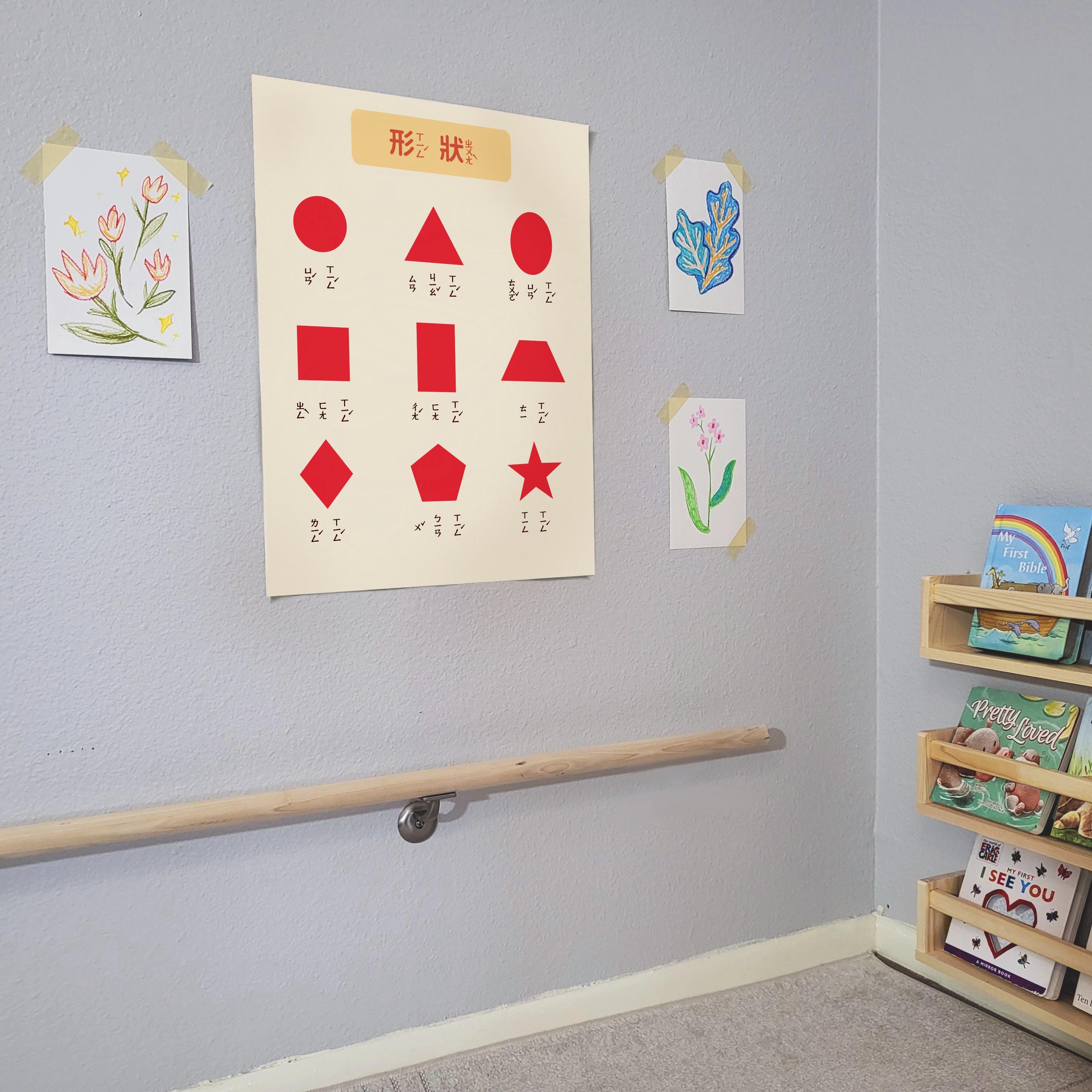 形狀學習海報注音版 Shapes Poster Bopomofo Chinese Homeschooling Chinese Learning ...