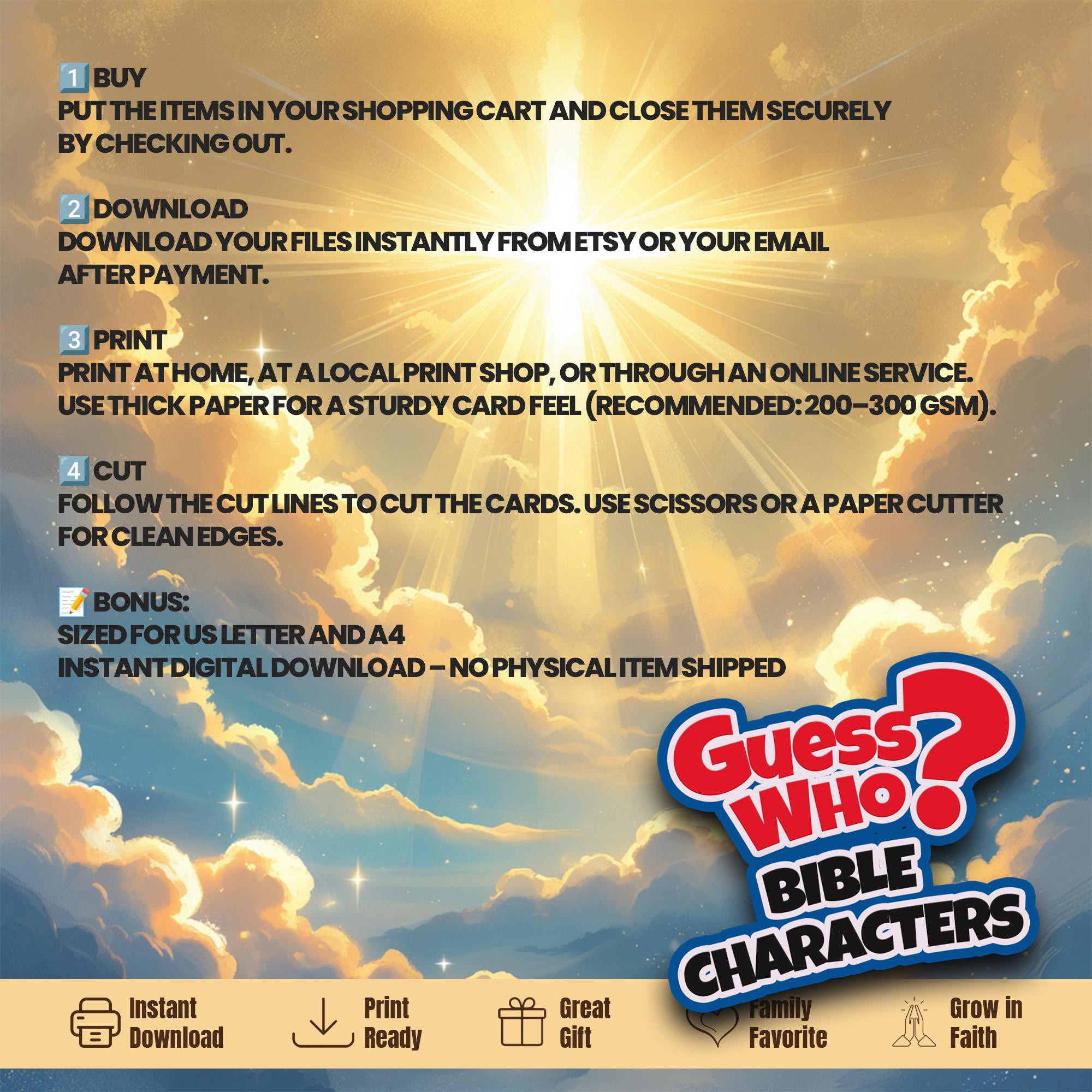 Bible Character Guess Who Game: Printable Christian Game Inserts - Etsy