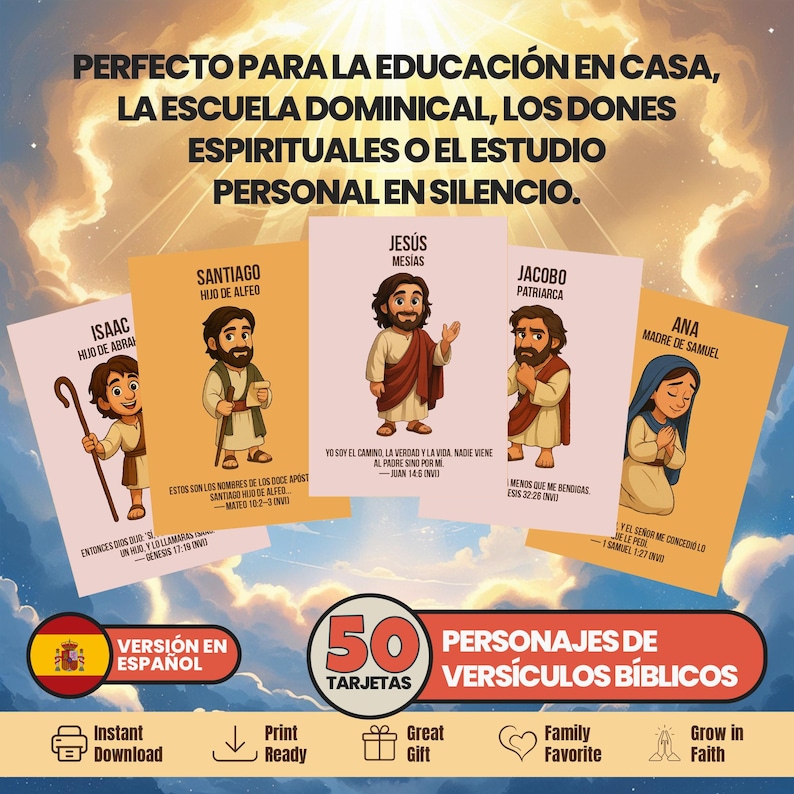 Bible Character Cards for Kids SPANISCHE– Printable Christian ...