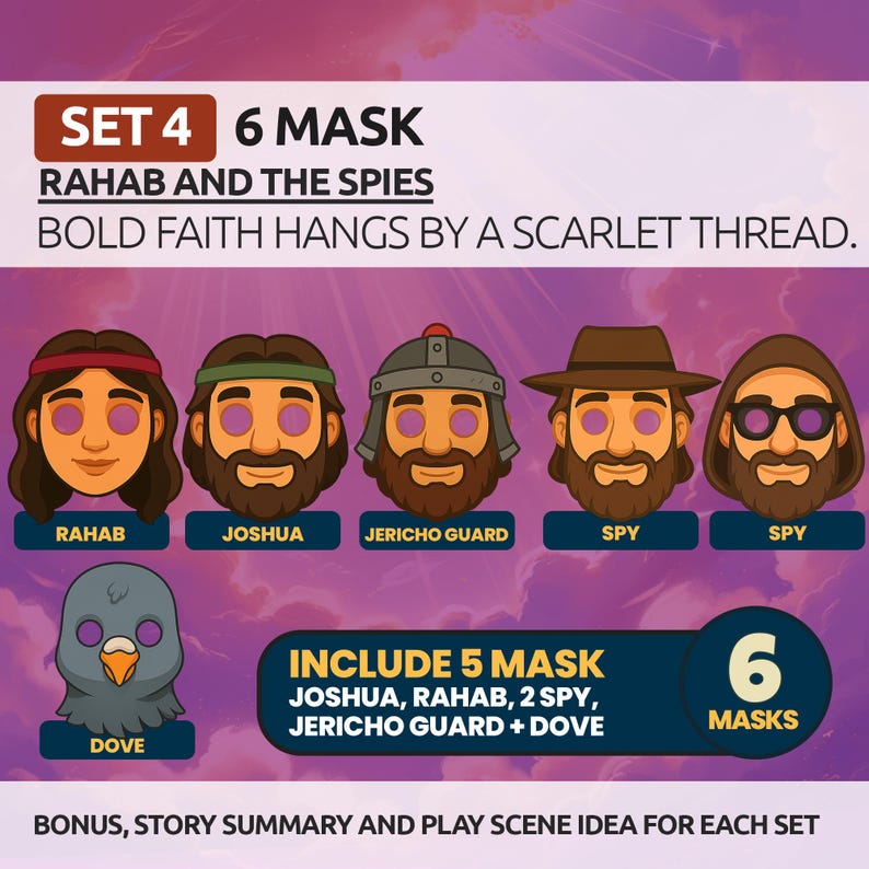 Women of the Bible Masks: Sunday School Story Play (PDF Download) - Etsy