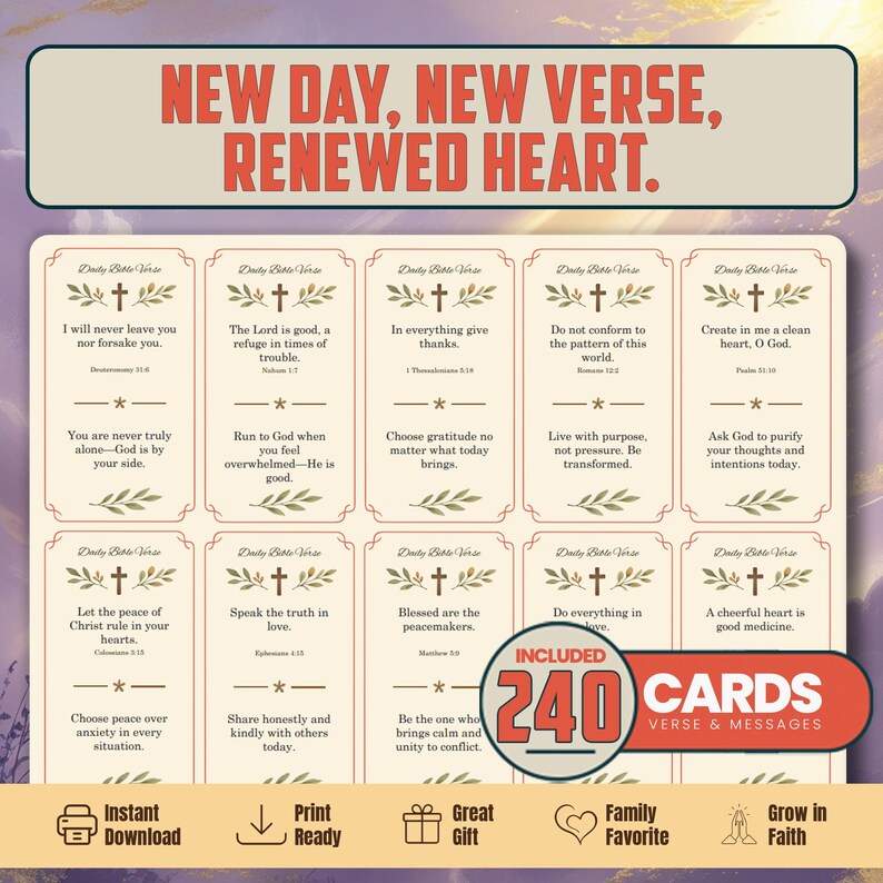 240 Bible Verse Cards: Christian Inspiration, Women's Ministry (PDF) - Etsy