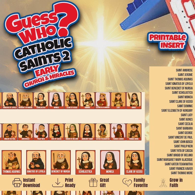 Catholic Saints Guess Who Game – Printable Inserts (24 Characters) - Etsy