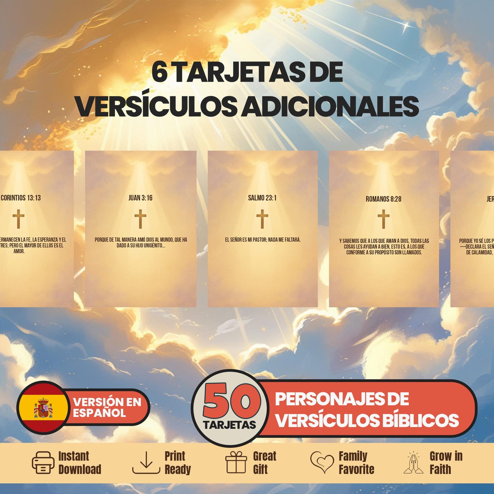 Bible Character Cards for Kids SPANISCHE– Printable Christian ...