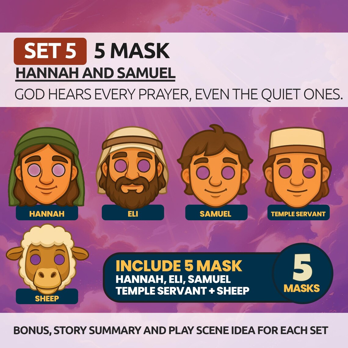 Women of the Bible Masks: Sunday School Story Play (PDF Download) - Etsy