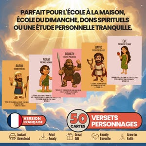 French Bible Character Cards: Christian Learning Flashcards (digital ...