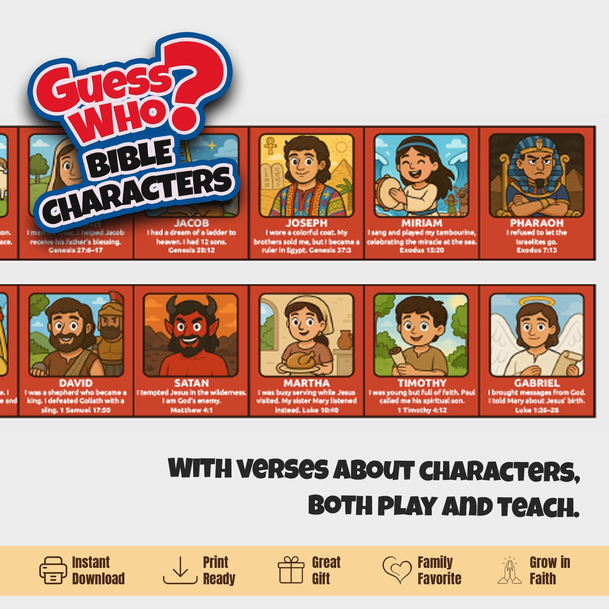 Bible Character Guess Who Game: Printable Christian Game Inserts - Etsy