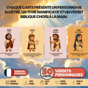 French Bible Character Cards: Christian Learning Flashcards (digital ...