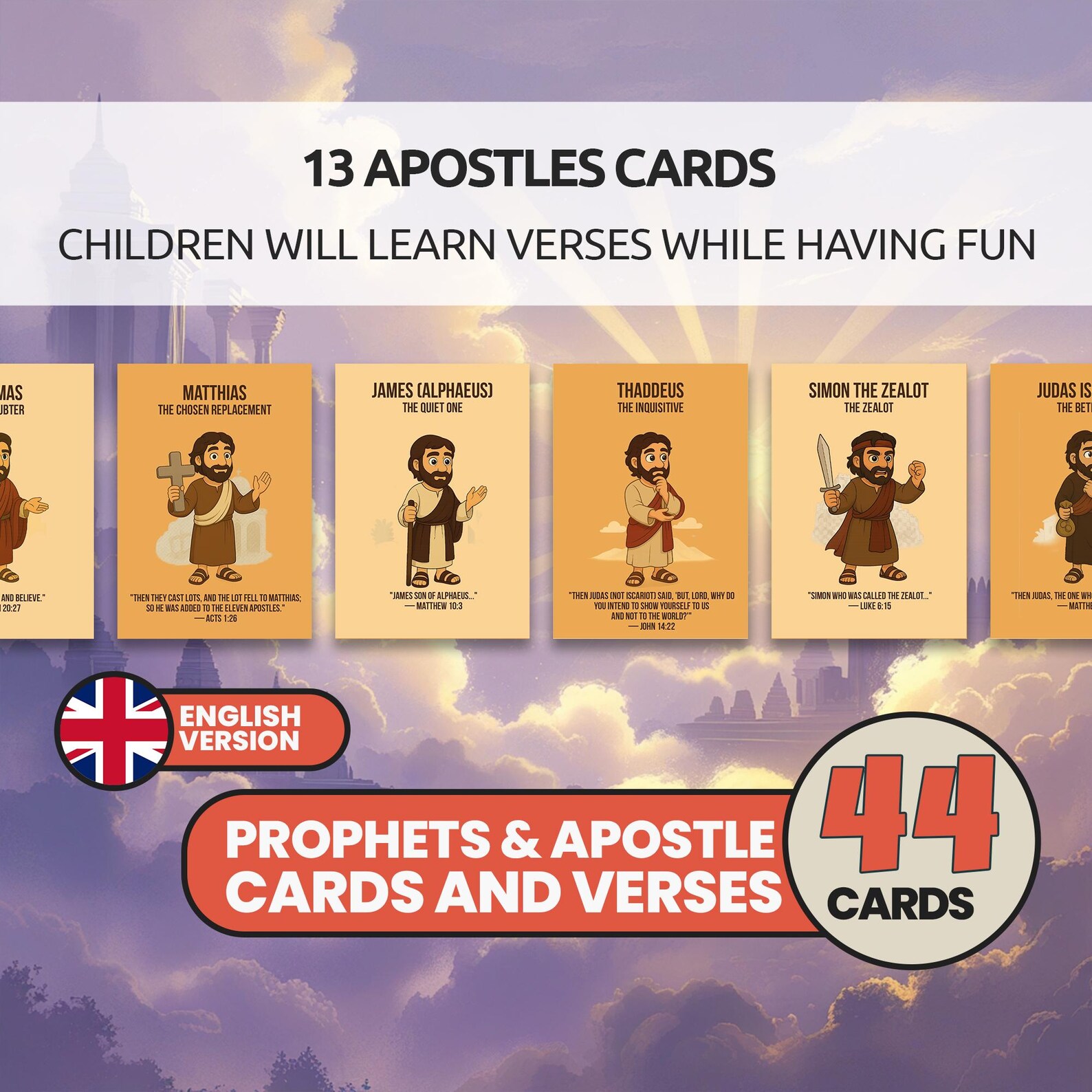 Bible Flashcards: Prophets, Apostles & Christian Symbols (PDF Download ...