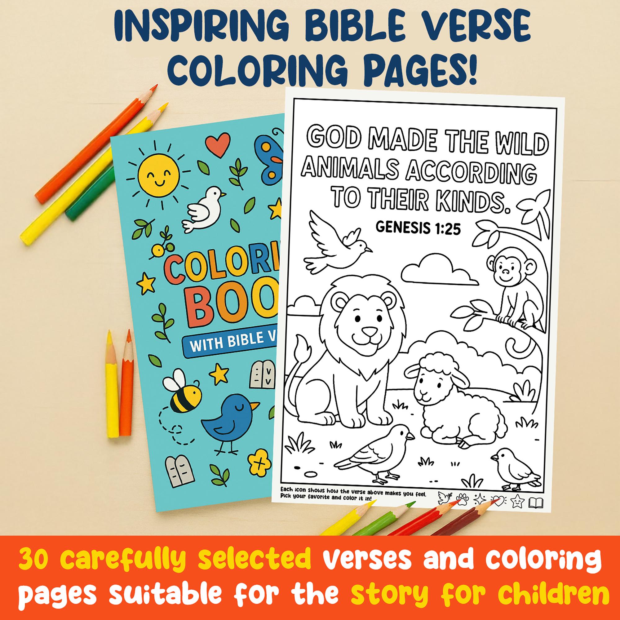 Bible Verse Coloring Pages for Kids: 30 Christian Activity Pages (PDF ...