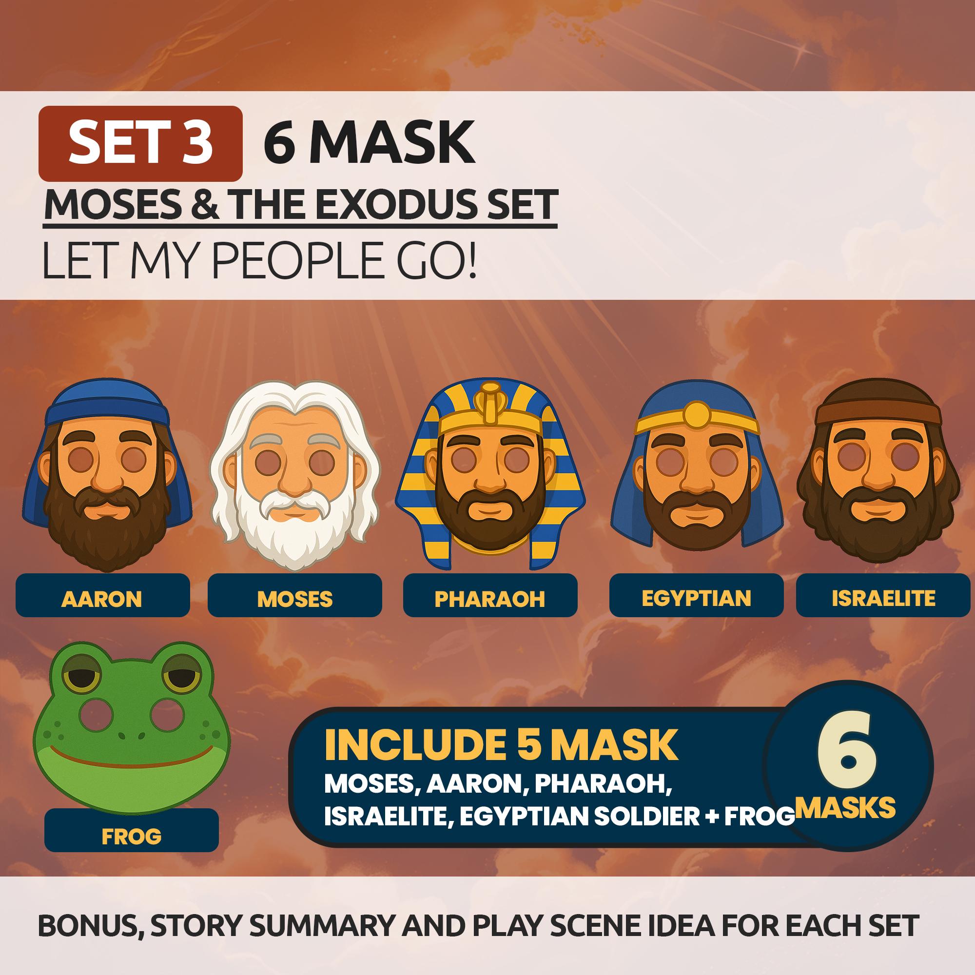 Printable Bible Character Masks Set: Sunday School Homeschool Activity ...