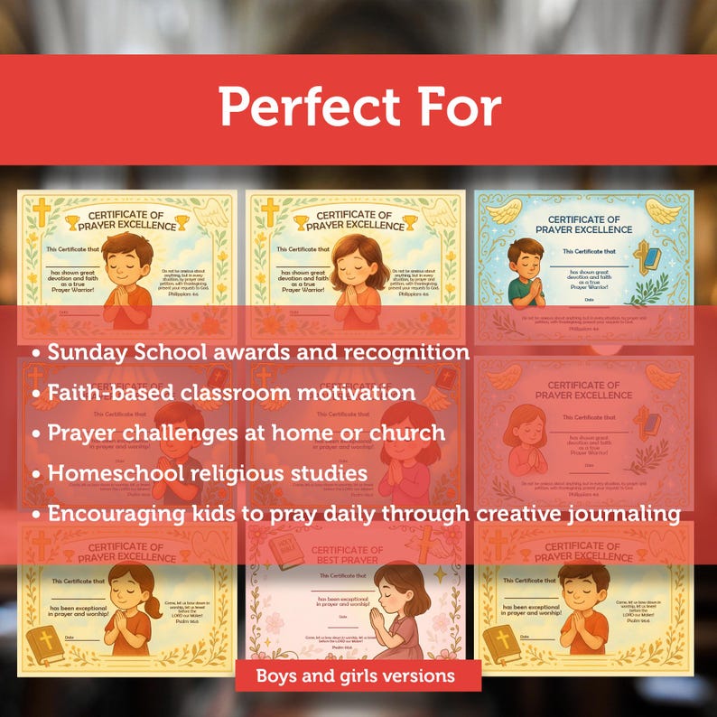 Sunday School Prayer Certificate for Kids | Faith-based Awards, Prayer ...